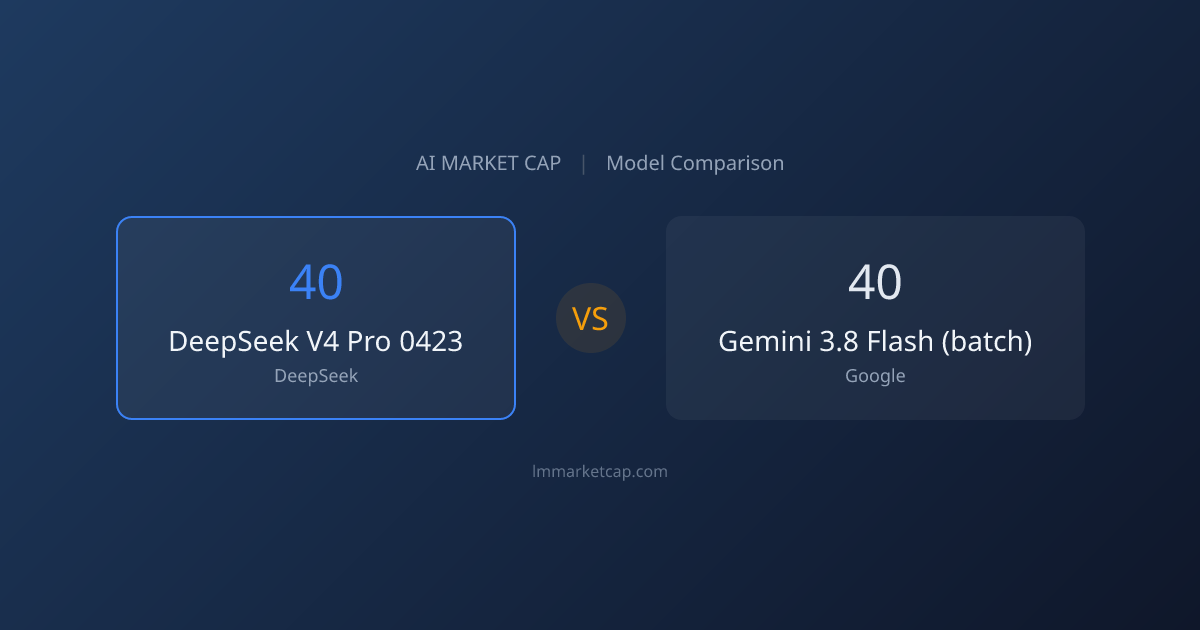 Deepseek V4 Pro 0423 Vs Gemini 3 8 Flash Batch 2026 Lm Market Cap